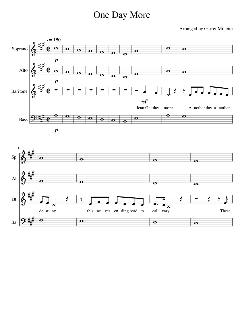 One Day More Sheet Music for Vocals (Choral) | MuseScore.com