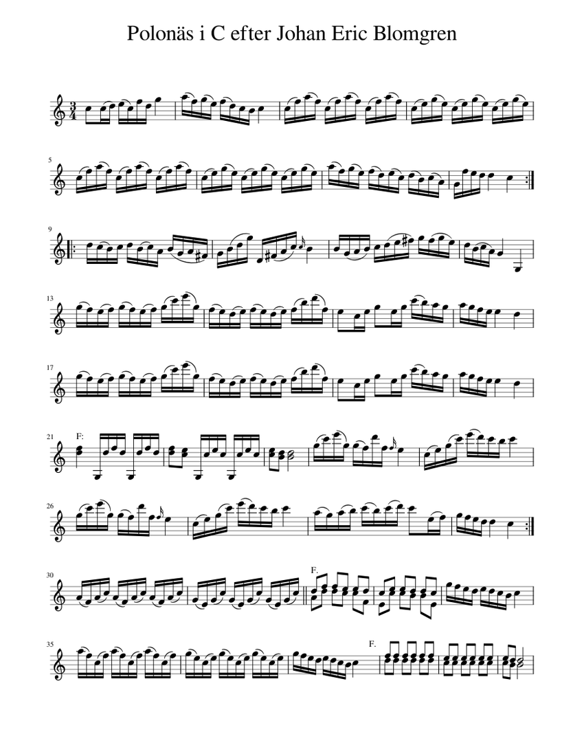 Polonäs i C efter Johan Eric Blomgren Sheet music for Piano (Solo) | Musescore.com