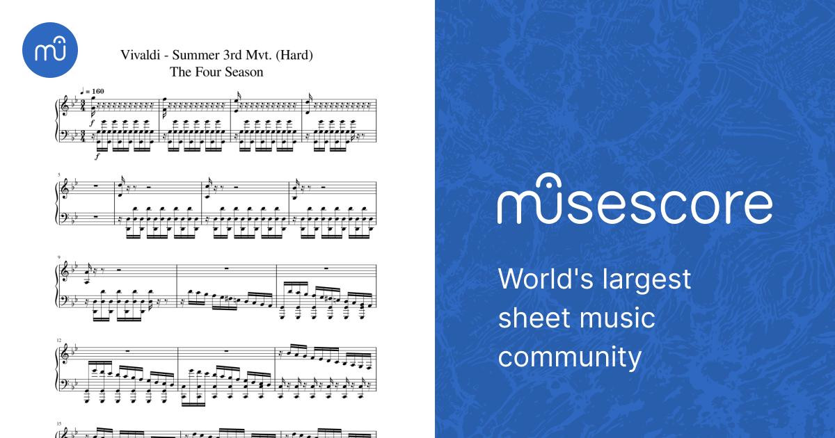 The Four Seasons - Summer – Antonio Vivaldi Sheet Music for Piano (Solo ...