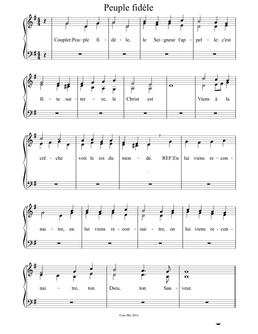 Peuple fidèle Sheet music for Piano (Solo) | Musescore.com