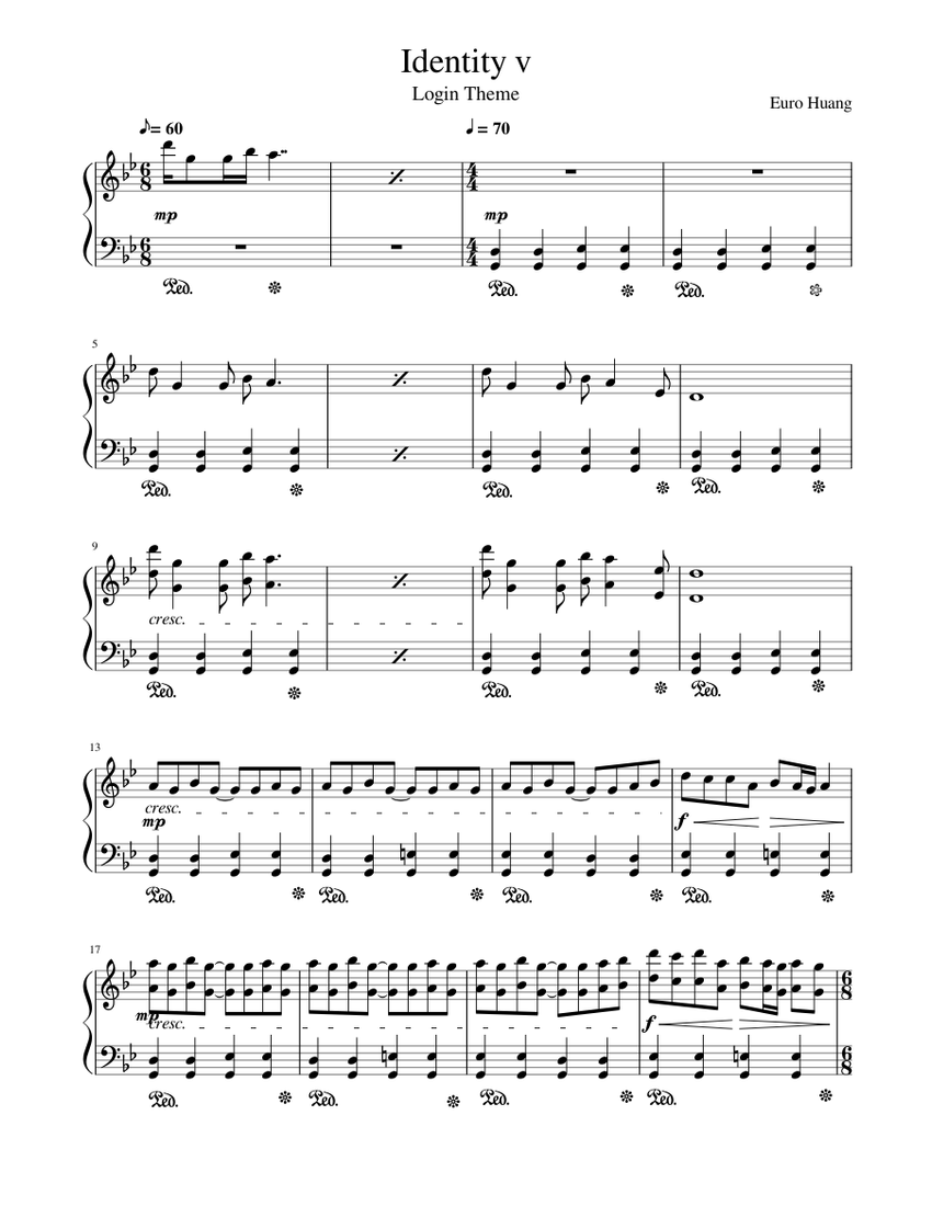 Identity v Sheet music for Piano (Solo) | Musescore.com