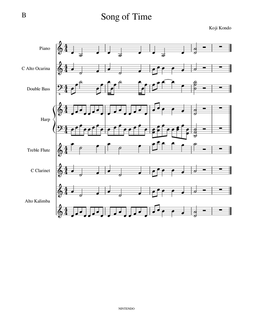 Song of Time Sheet music for Piano, Flute, Contrabass, Harp & more ...