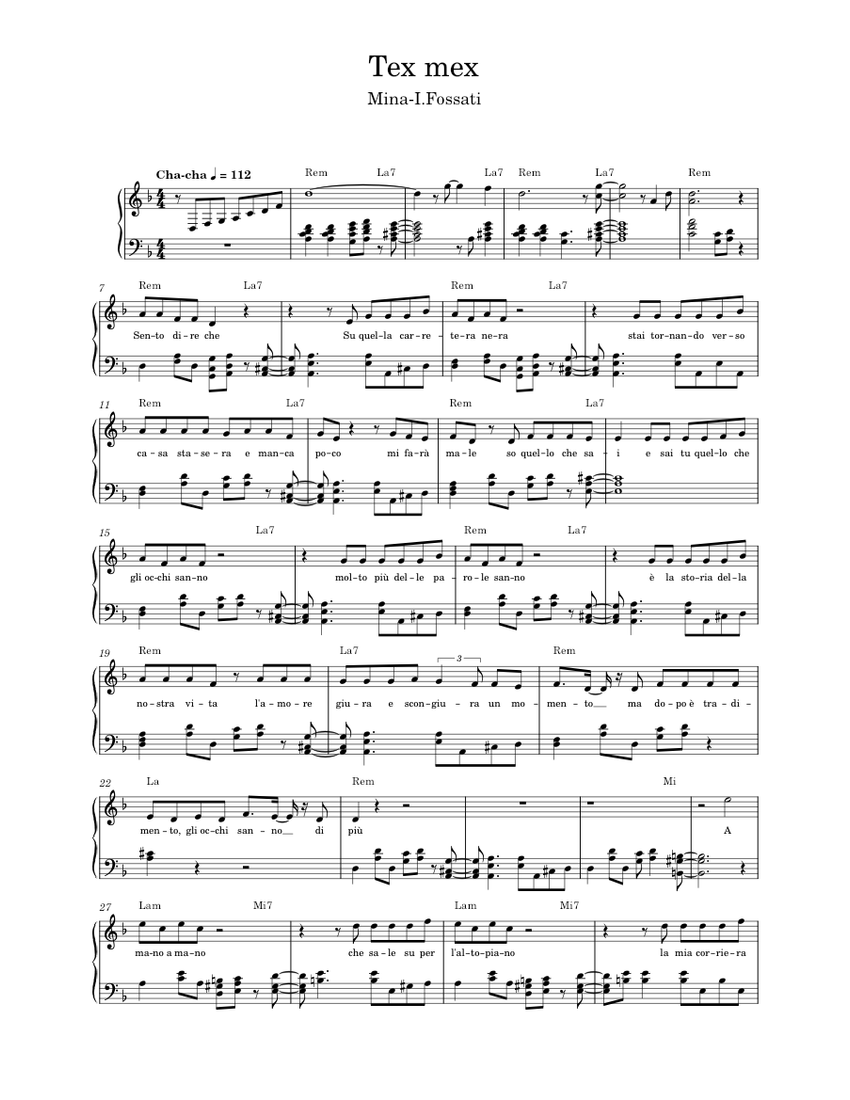 Tex Mex Sheet Music with Chords for Piano (Solo) | MuseScore.com