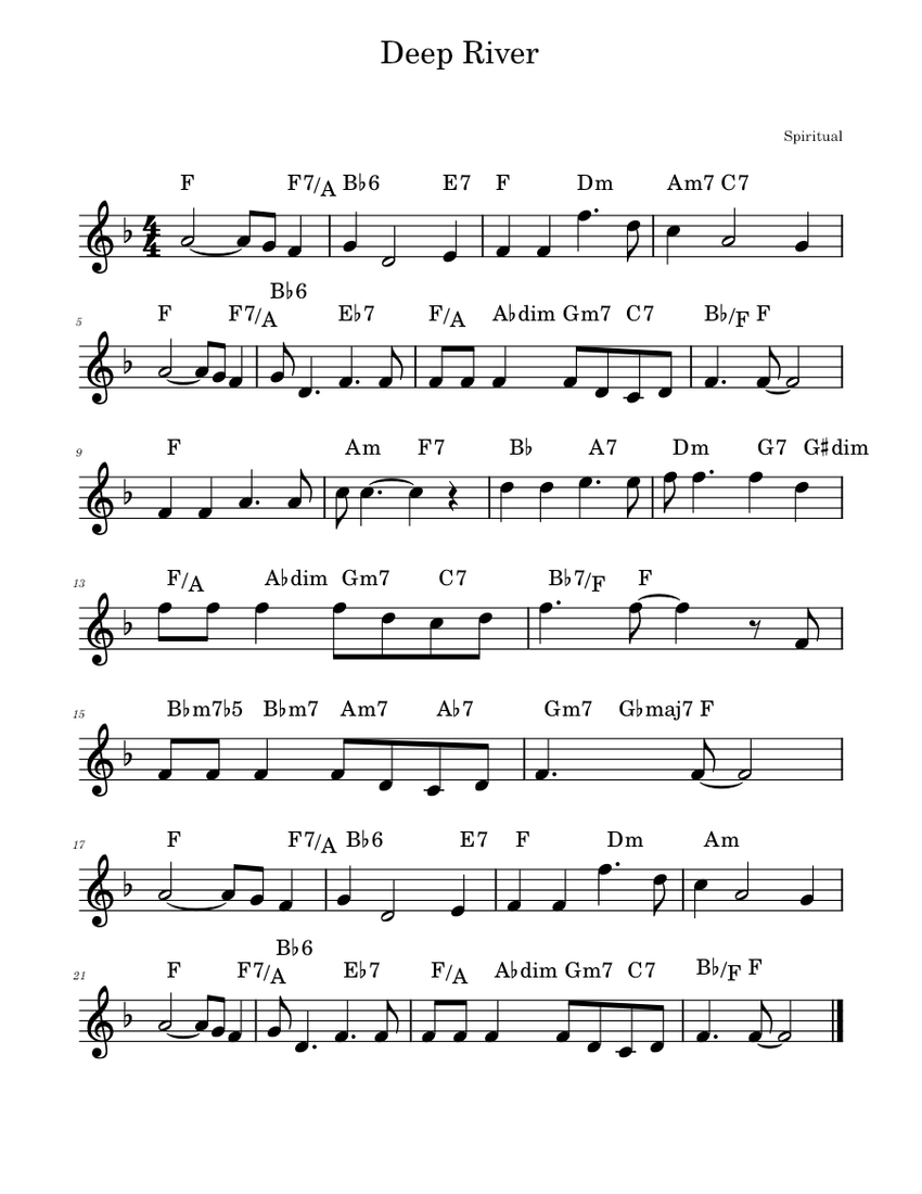 Deep River – Misc Traditional deep river Sheet Music for Piano (Solo ...
