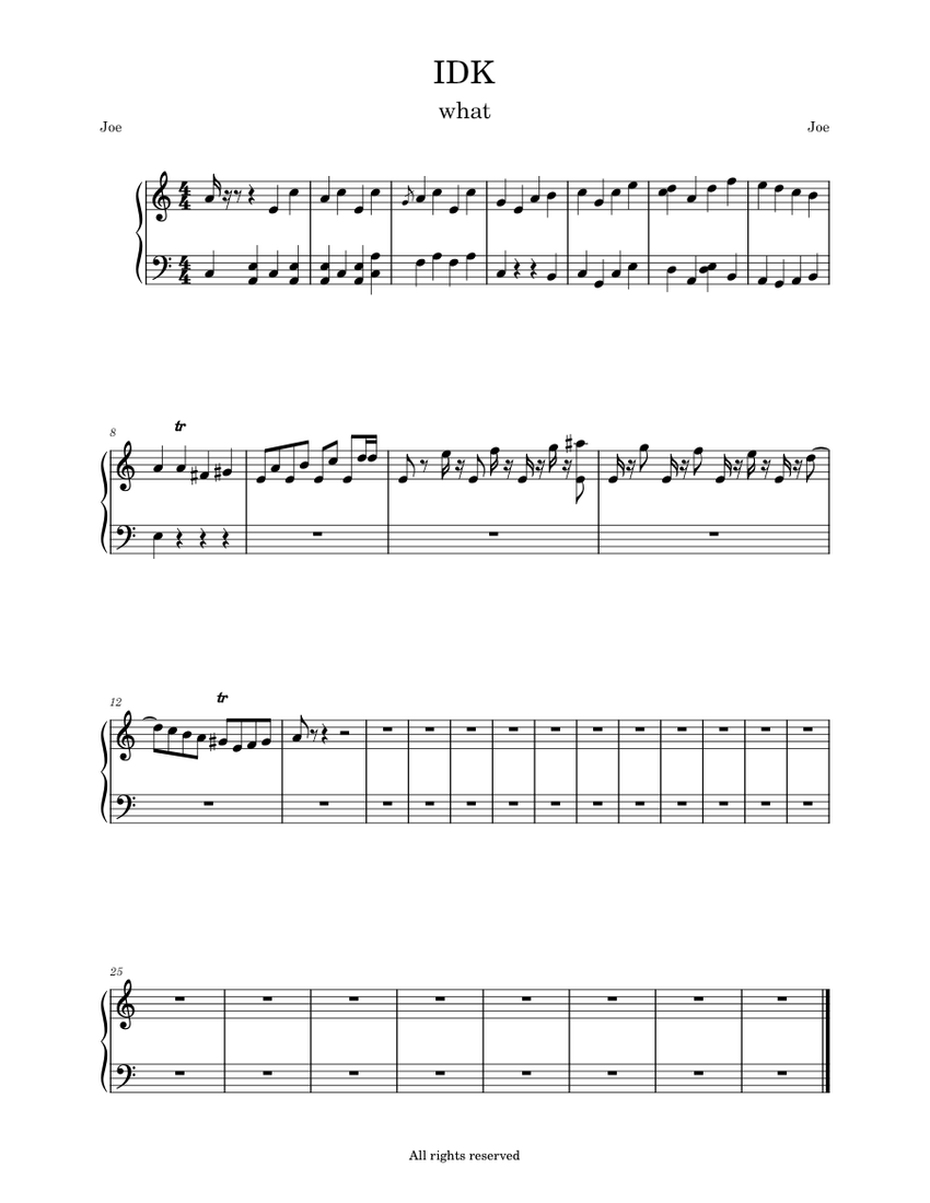 IDK Sheet music for Piano (Solo) Easy | Musescore.com