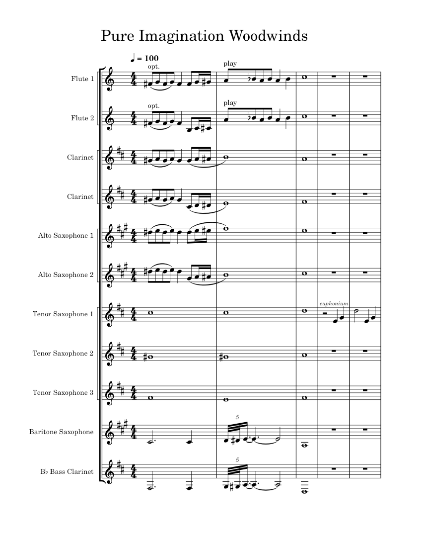 Pure Imagination Woodwinds Sheet music for Flute, Clarinet bass ...