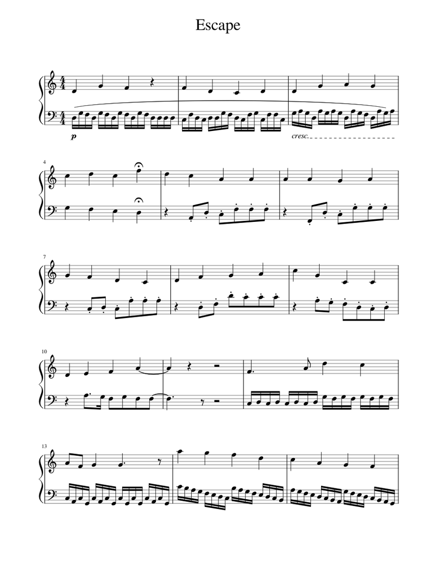 Escape Sheet music for Piano (Solo) | Musescore.com