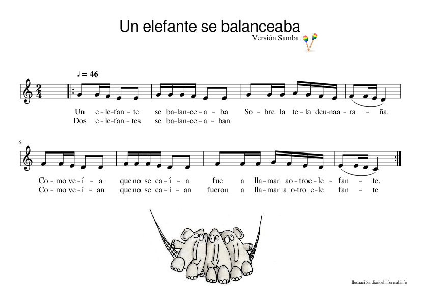 Un elefante se balanceaba Sheet Music for Flute (Solo) | MuseScore.com