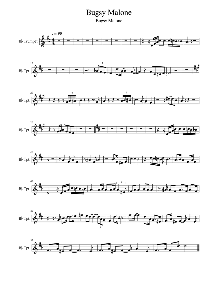 Bugsy Malone Sheet Music with Chords for Trumpet in b-flat (Solo ...