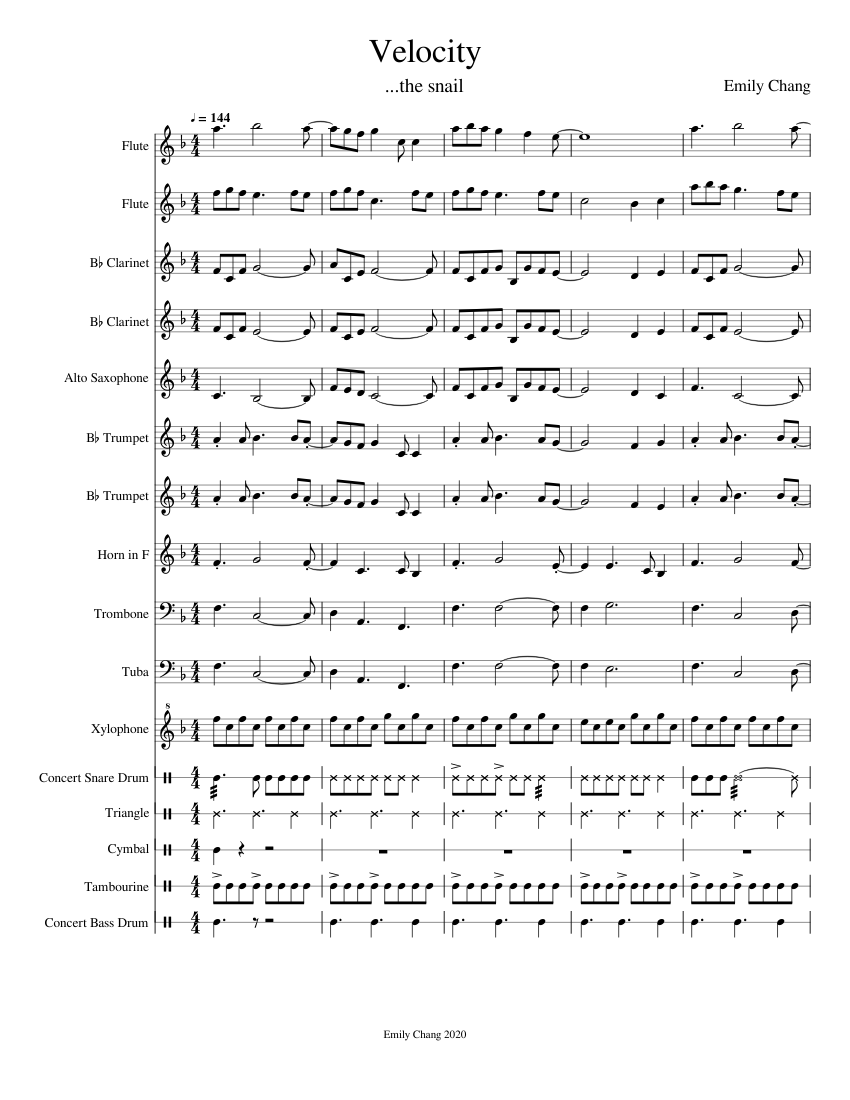 Velocity Sheet Music for Trombone, Tuba, Tambourine, Flute & more ...