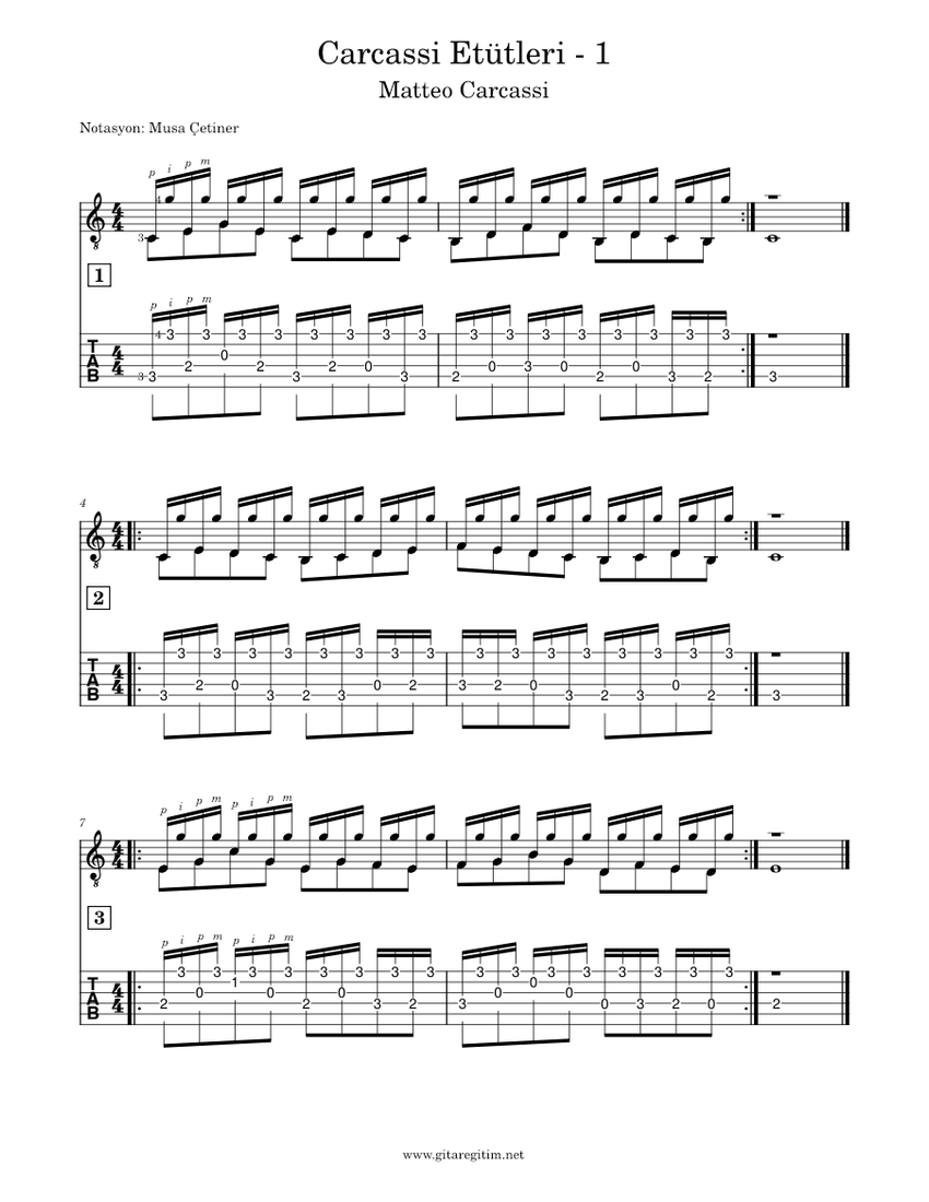 Carcassi Etudes - 1 Sheet music for Guitar (Solo) | Musescore.com