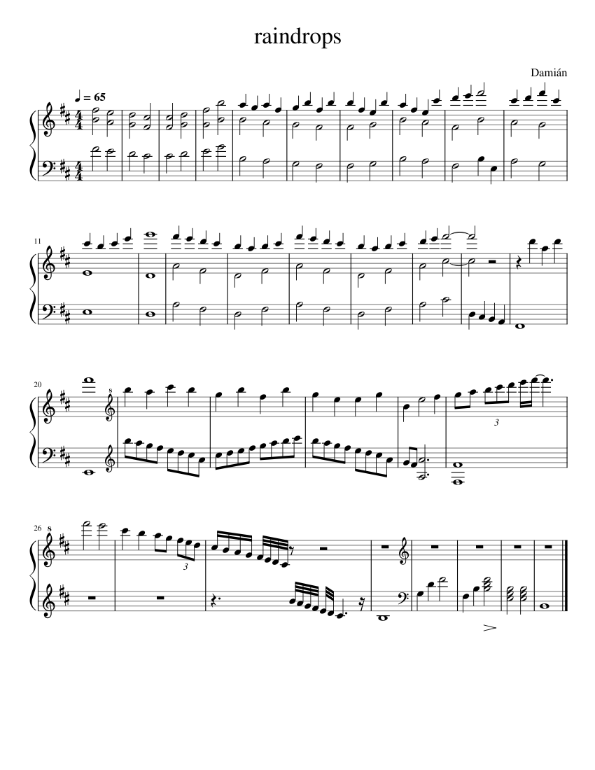Raindrops Sheet music for Piano (Solo) Easy | Musescore.com