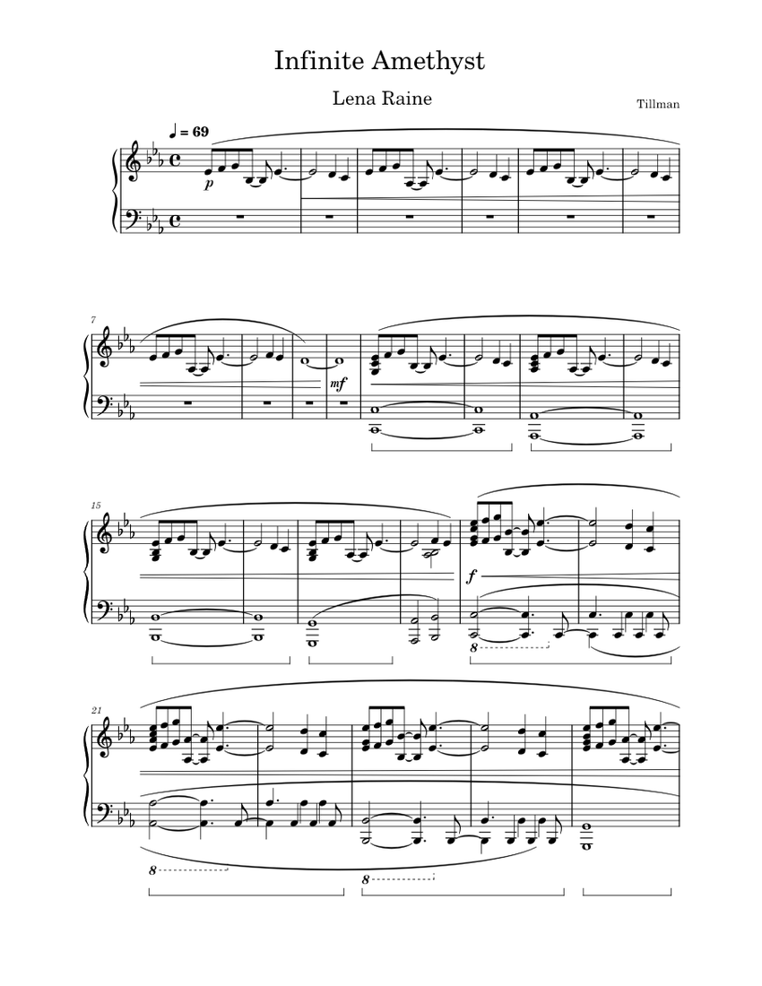 Infinite Amethyst – Lena Raine (solo piano) | infinity amethyst minecraft ost Sheet music for ...