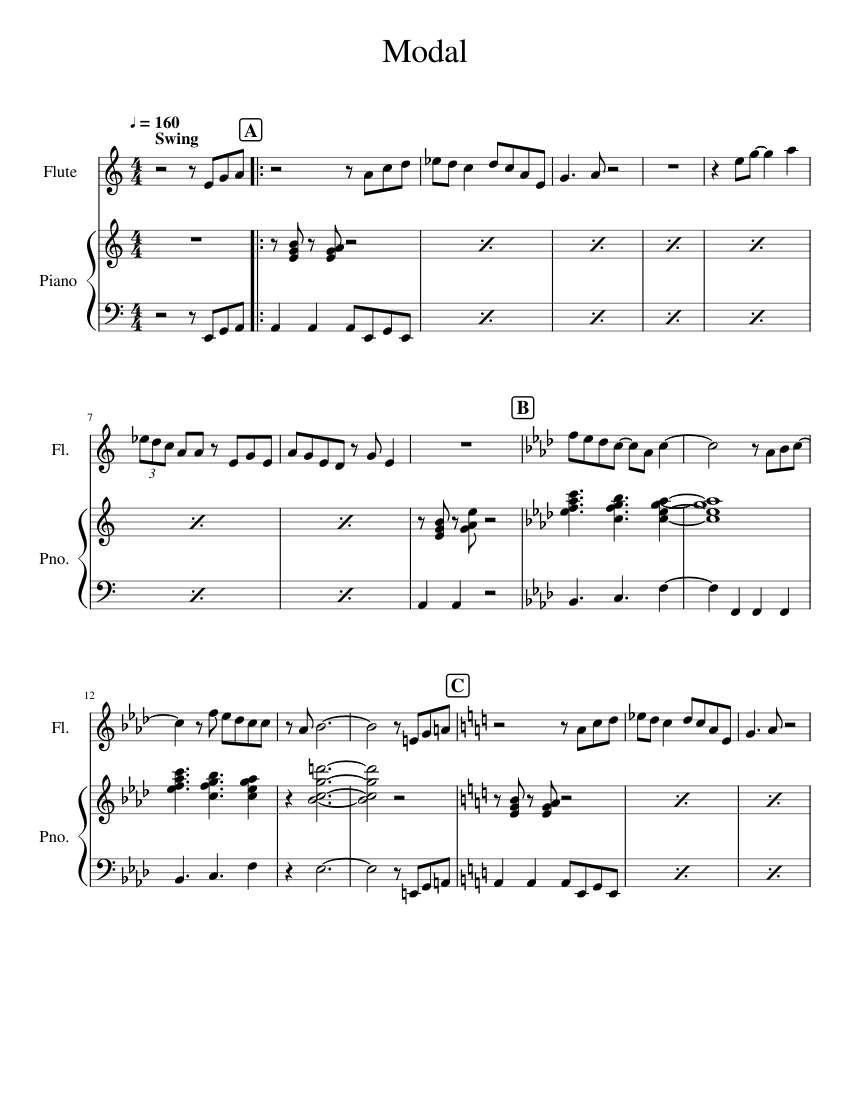 Modal Sheet music for Piano, Flute (Solo) | Musescore.com