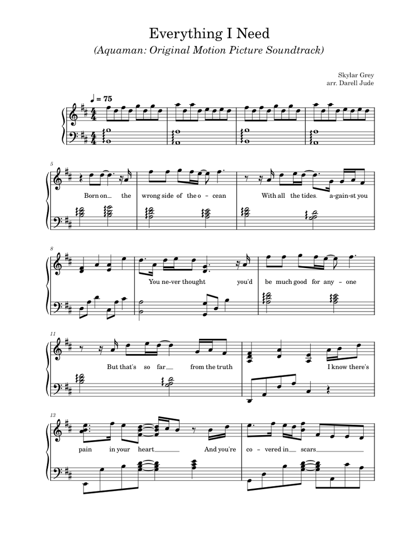 Everything I Need Sheet Music for Piano (Solo) | MuseScore.com