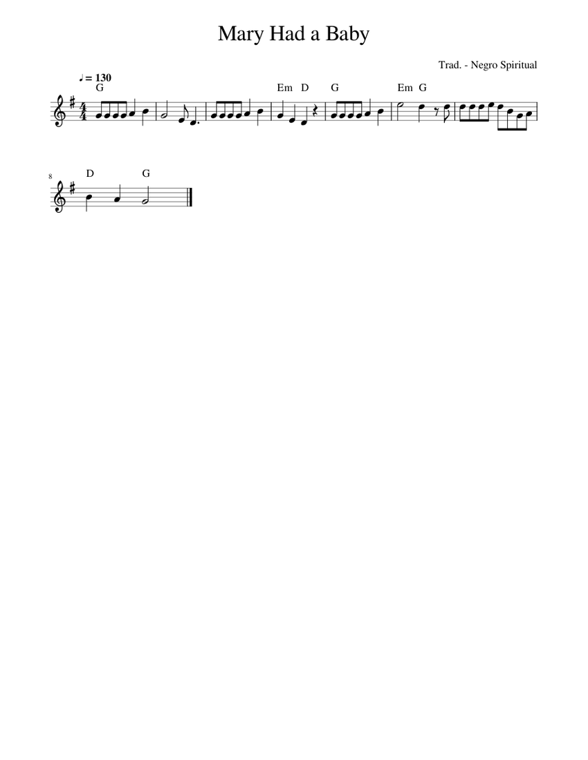 Traditional music - Mary Had a Baby Sheet music for Piano (Solo) Easy ...