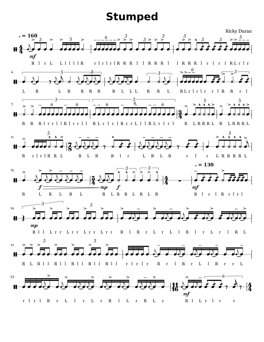 Stumped Sheet music for Snare drum (Solo) | Musescore.com