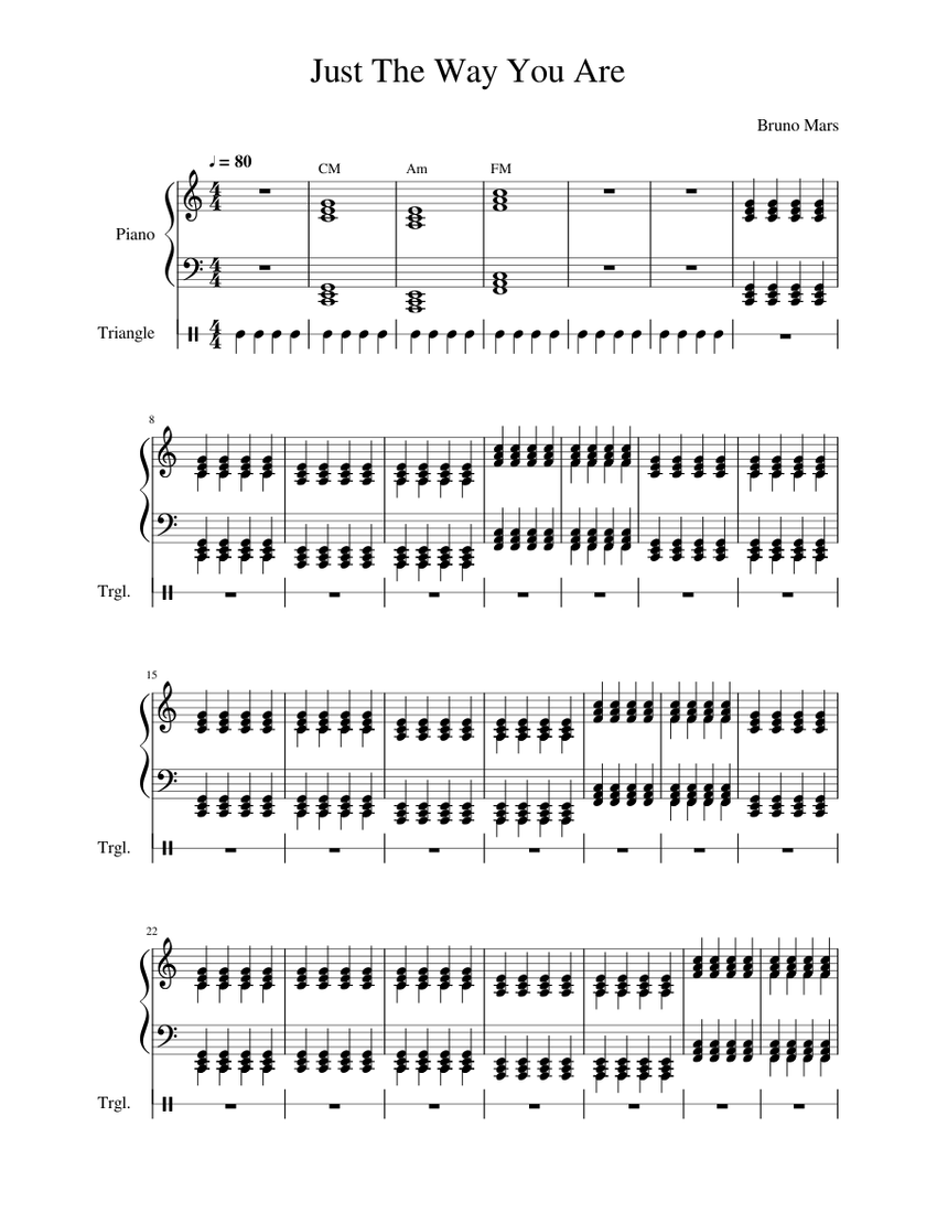 Synthesizer chord practice Sheet music for Piano, Triangle (Mixed Duet ...