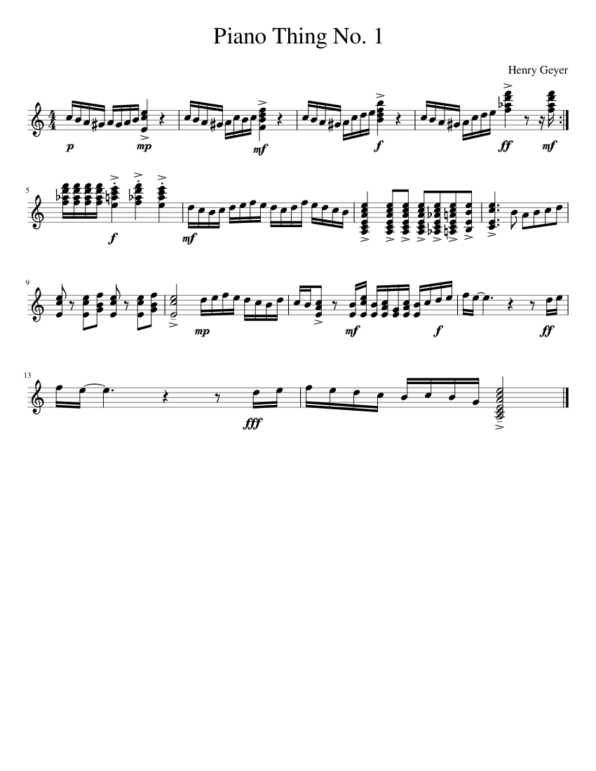 Piano_Thing_No._1 Sheet music for Piano (Solo) | Musescore.com