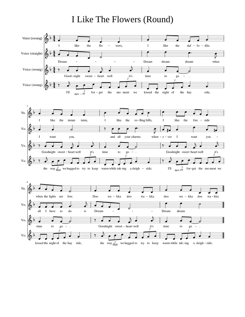 I like the flowers – Misc Traditional Sheet Music for Vocals (Choral ...