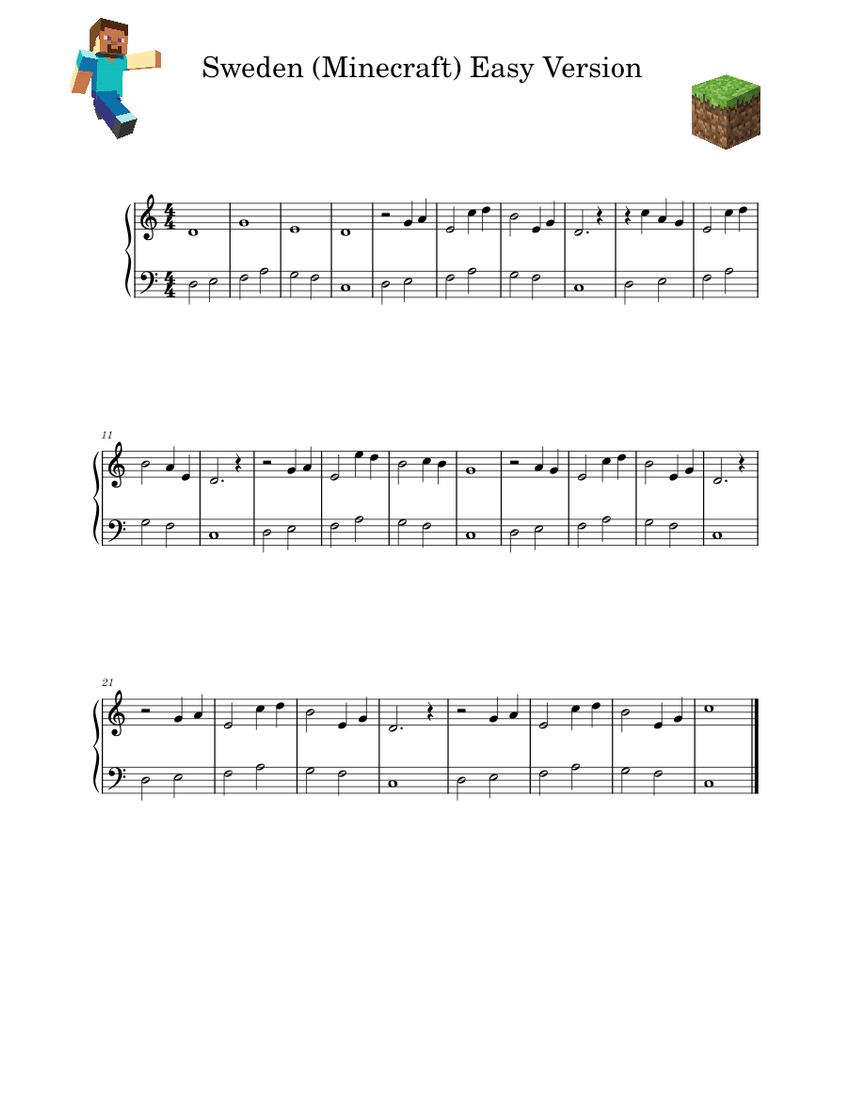 Sweden - Easy Version Sheet Music for Piano (Solo) | MuseScore.com
