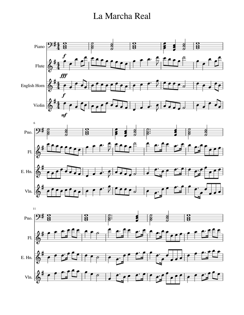 Harmonised: La Marcha Real (Spanish National Anthem) Sheet Music for ...