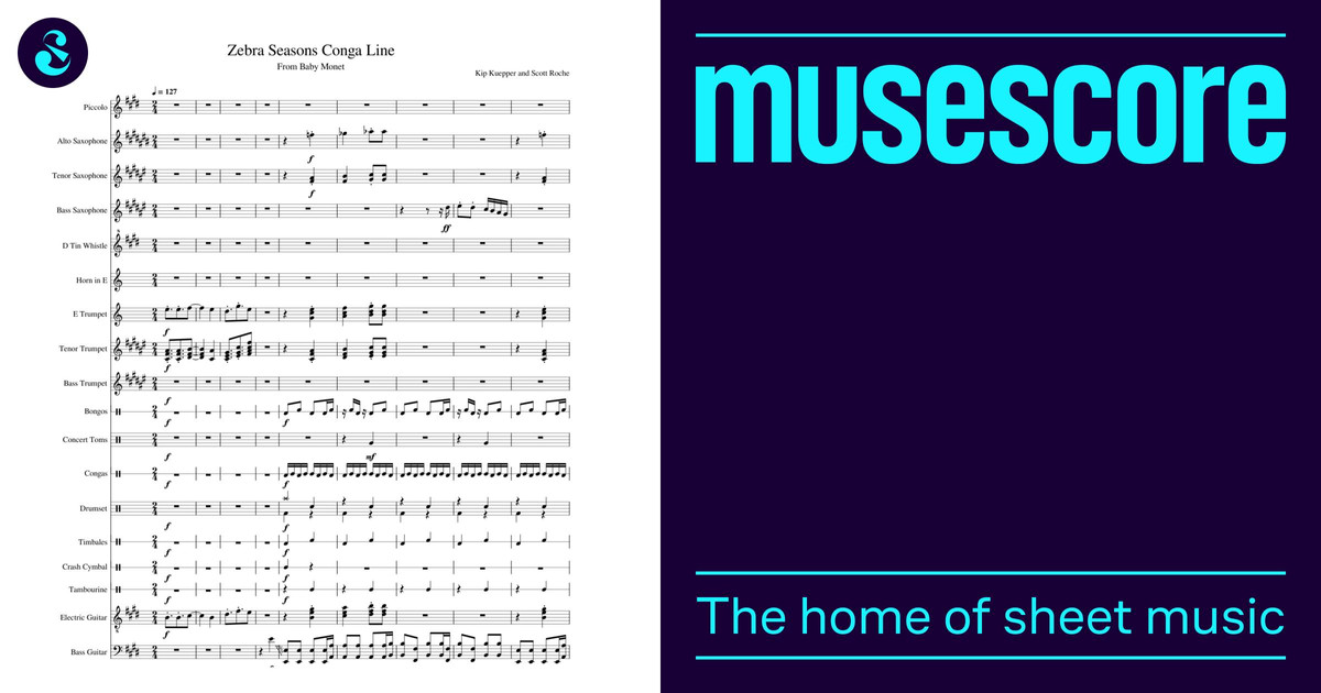 Zebra Seasons Conga Line Sheet Music for Trumpet bass, Trumpet tenor ...