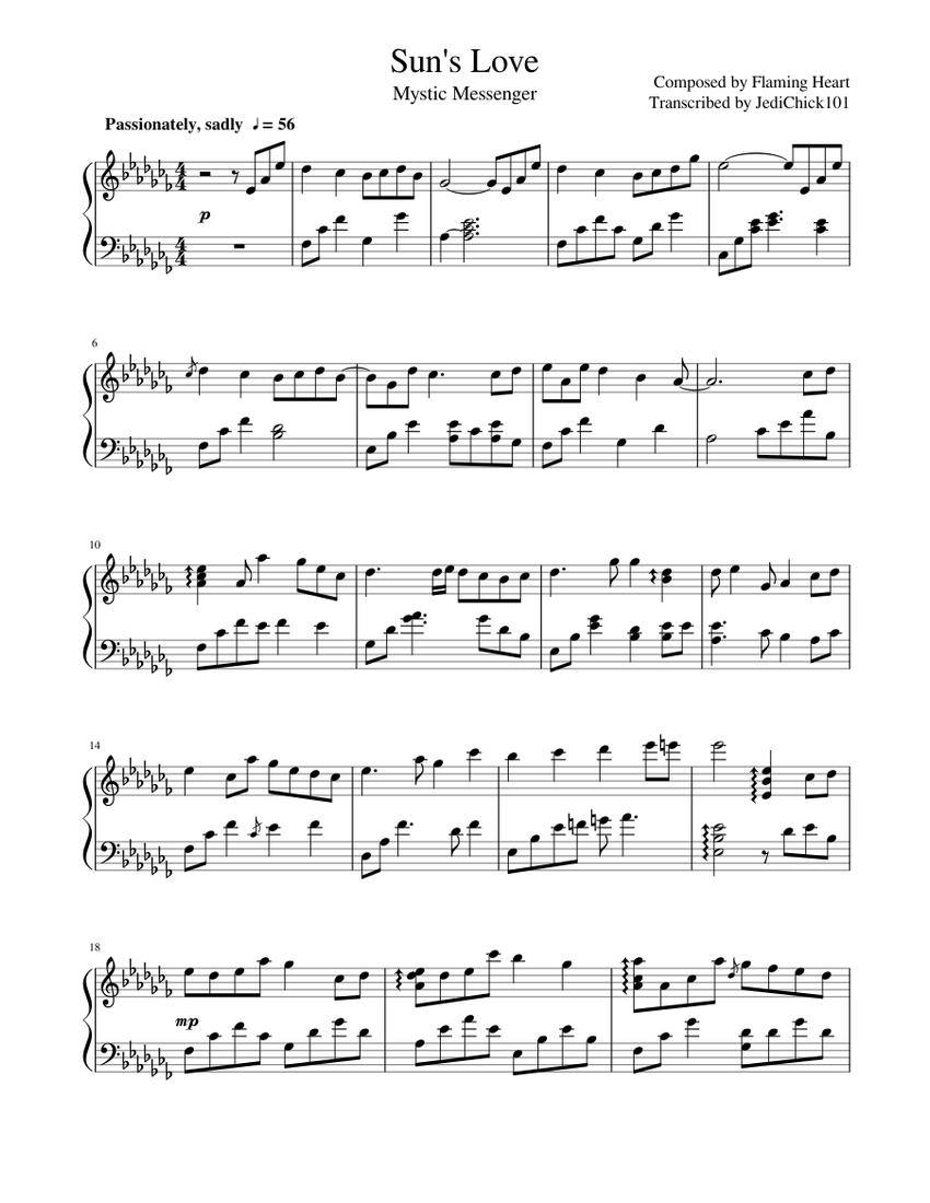 Sun's Love Sheet Music for Piano (Solo) | MuseScore.com