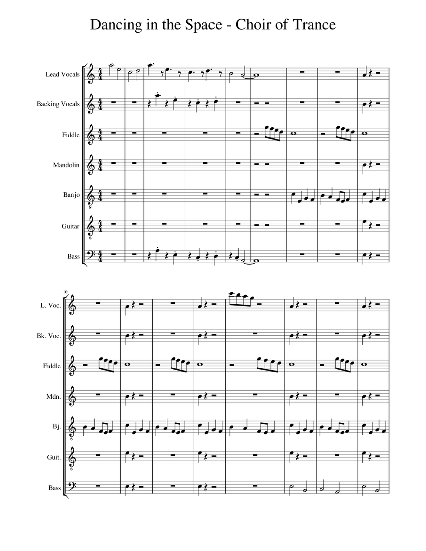 Dancing in the Space - Choir of Trance Sheet music for Vocals, Violin ...