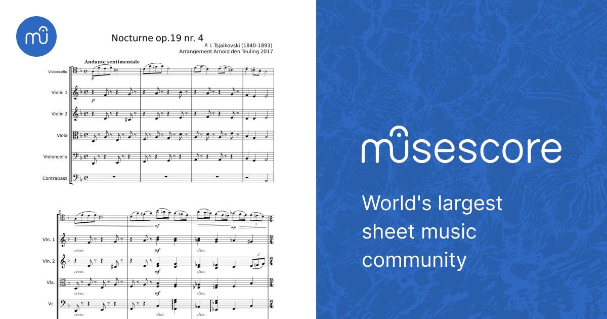 Nocturne in C♯ minor, Op. 19, No. 4 - Pyotr Ilyich Tchaikovsky Sheet ...