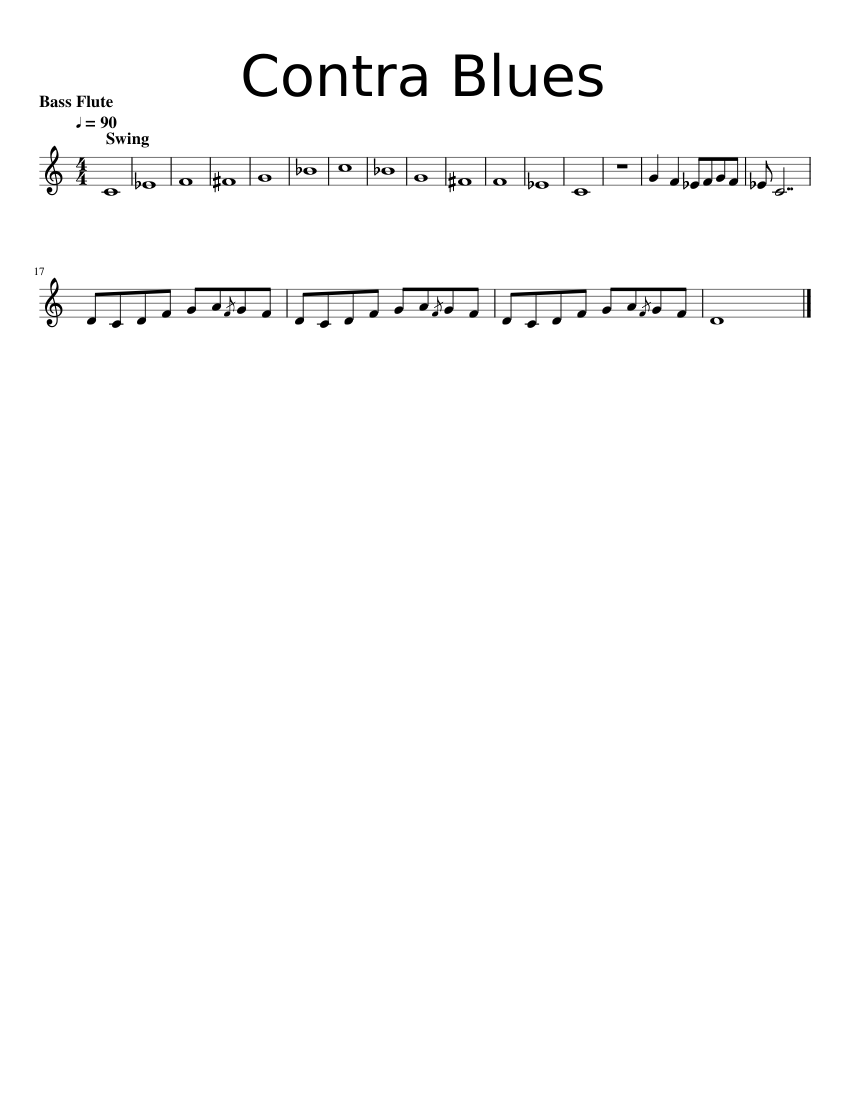 Contra Blues (Bass Flute) Sheet music for Flute bass (Solo) | Musescore.com