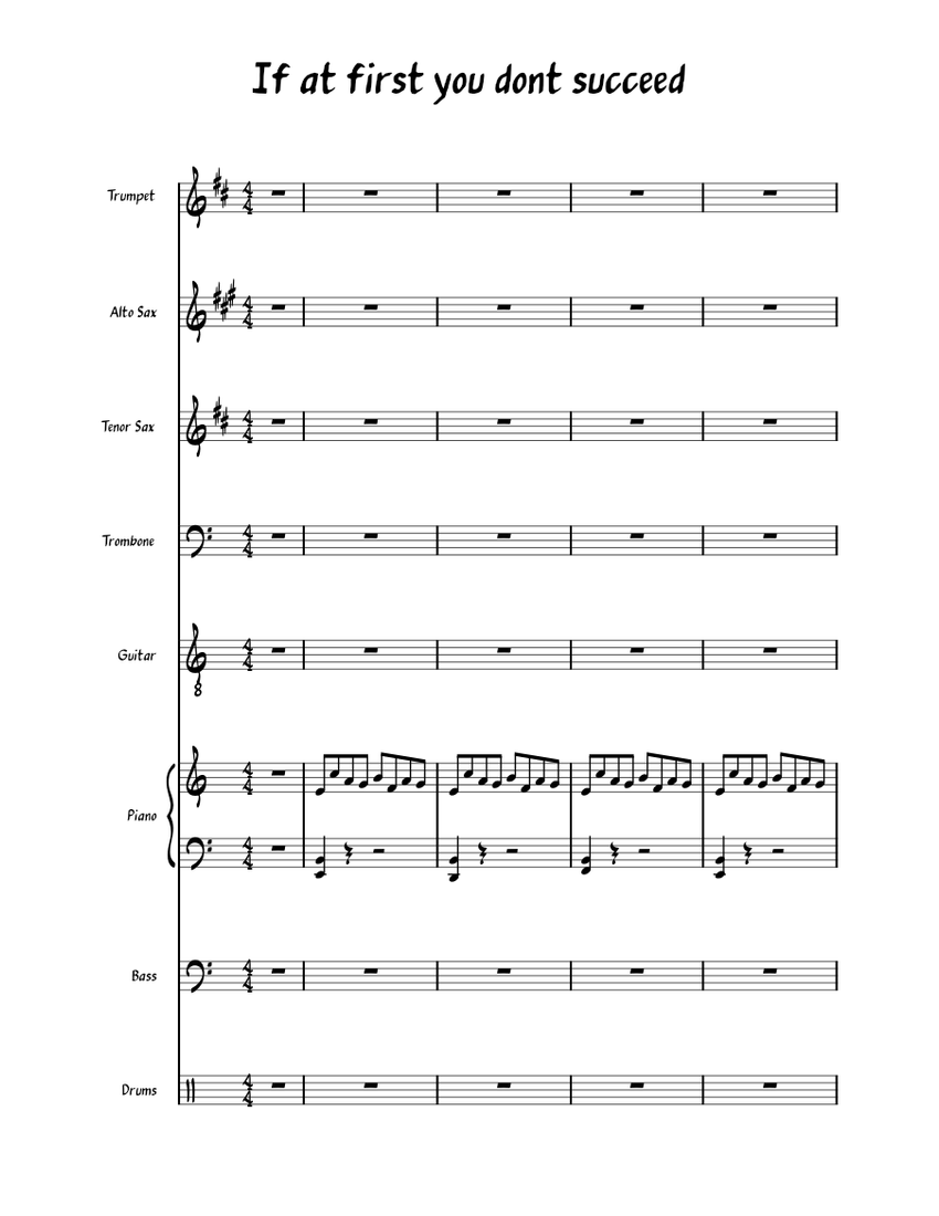 If_at_first_you_dont_succeed Sheet music for Piano, Trombone, Saxophone ...