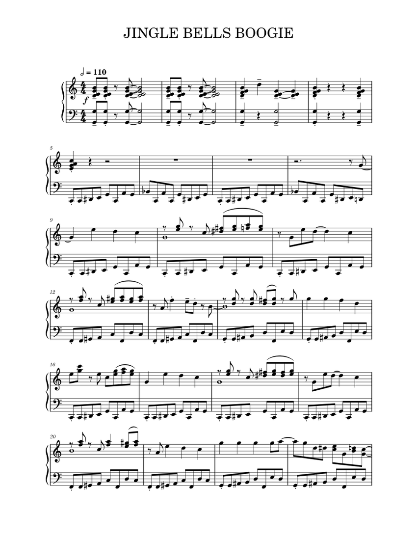 JINGLE BELLS BOOGIE Sheet Music for Piano (Solo) | MuseScore.com