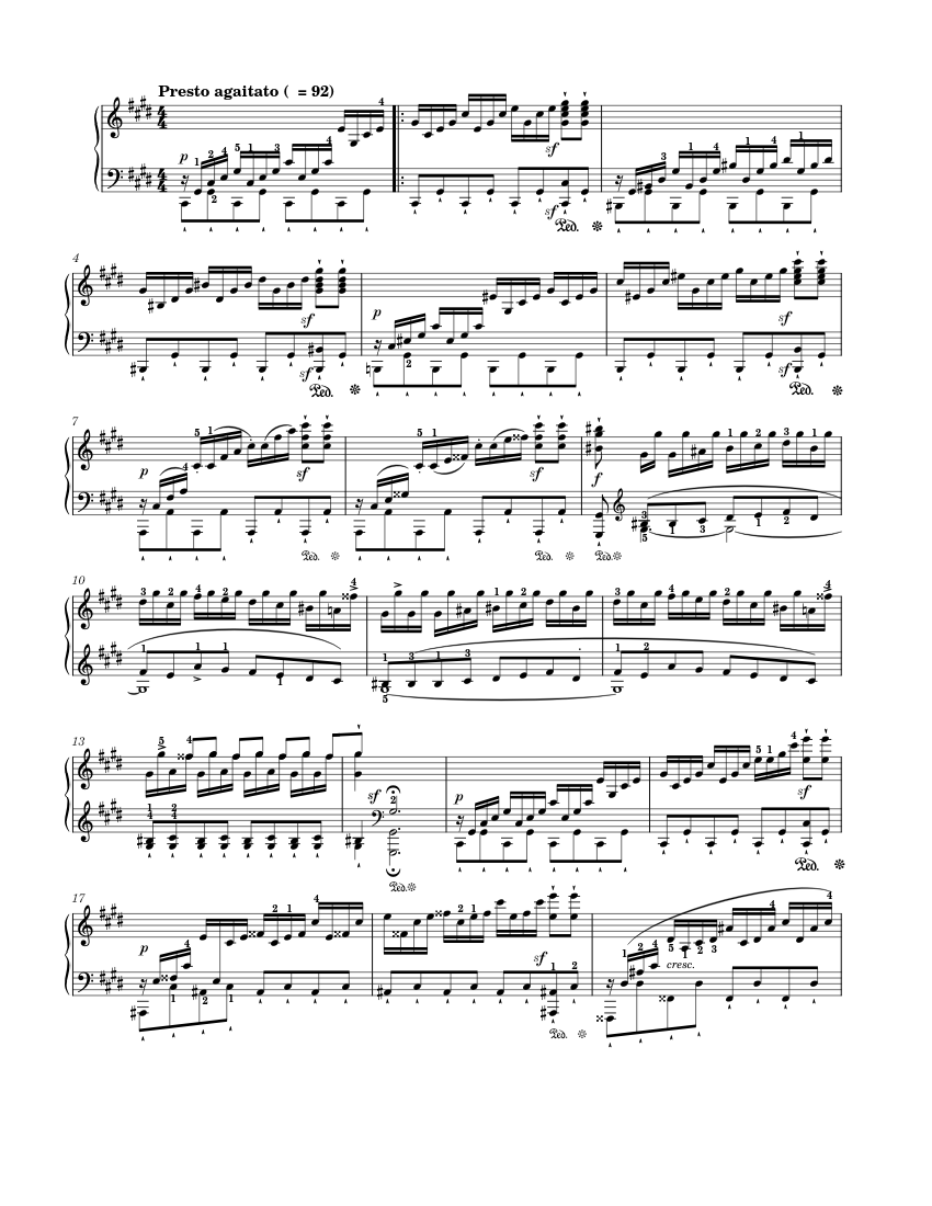 L. van Beethoven - Moonlight Sonata Op.27 No.2 Mv.3 (with fingering ...