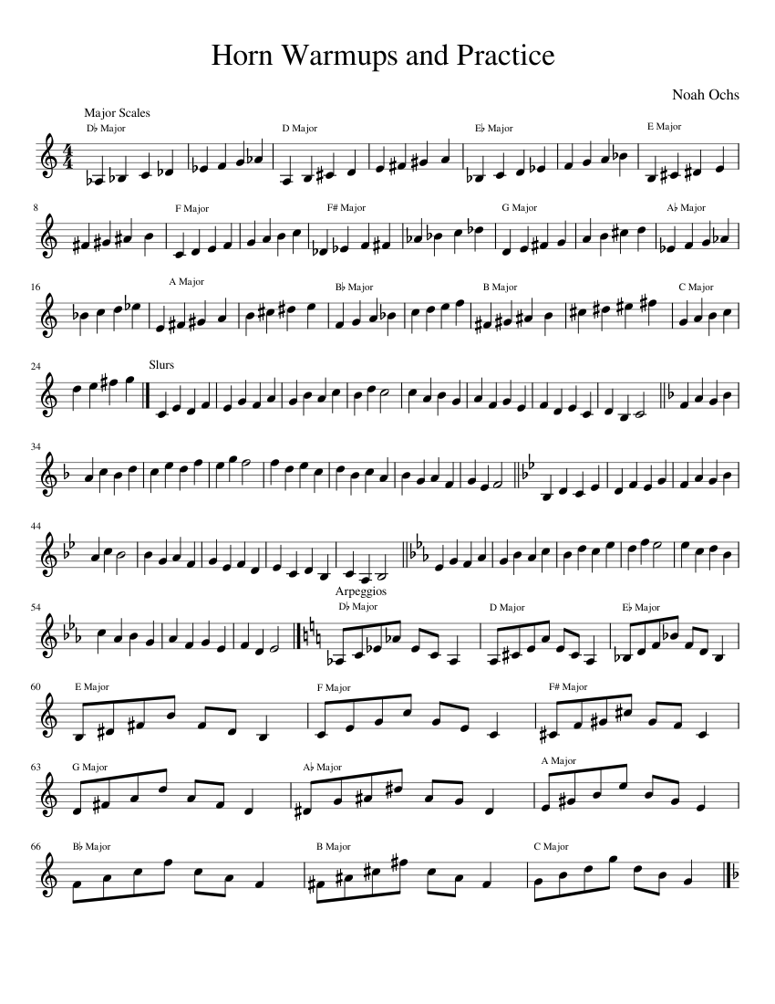 Horn Warmups and Practice Excercises Sheet Music for French horn (Solo ...