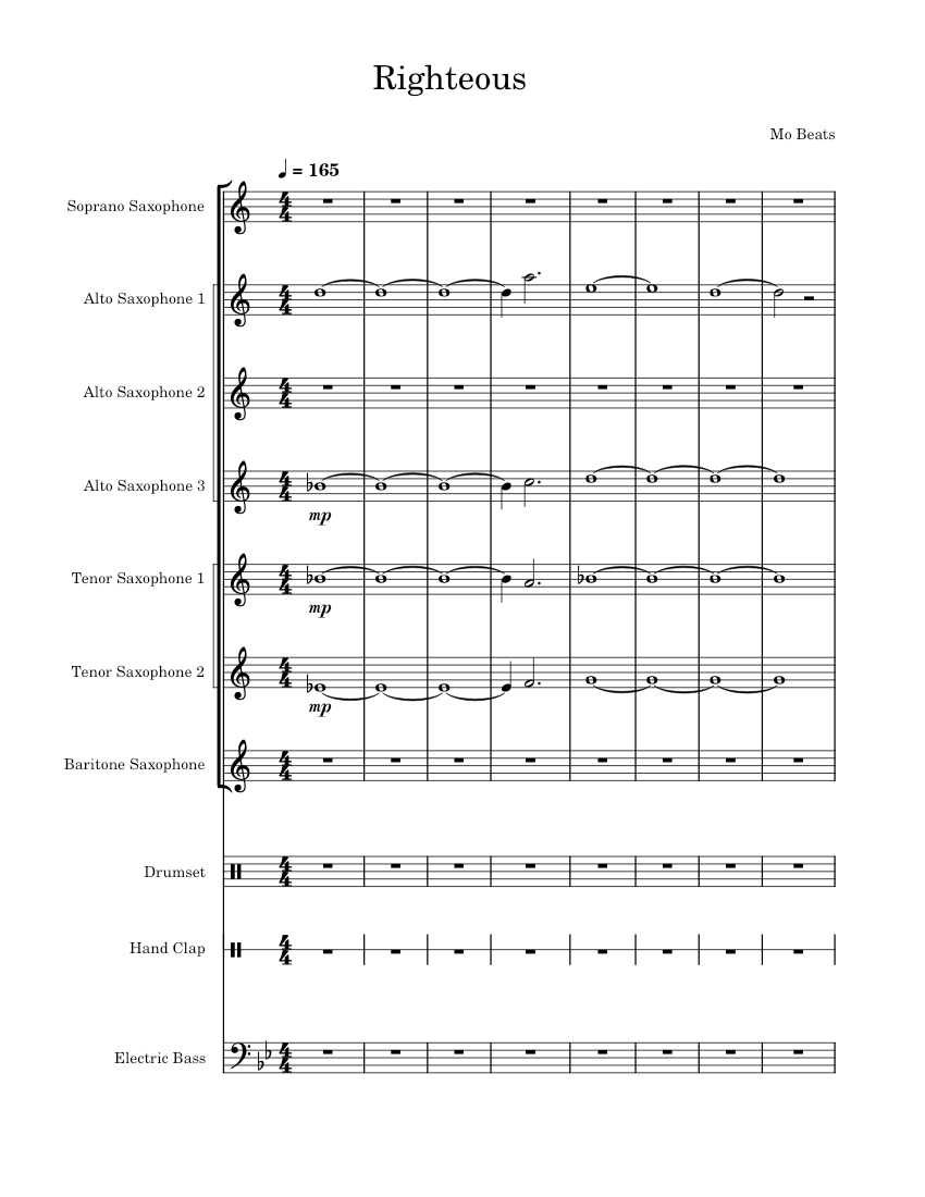 Righteous – Mo Beats Sheet Music for Saxophone alto, Saxophone tenor ...