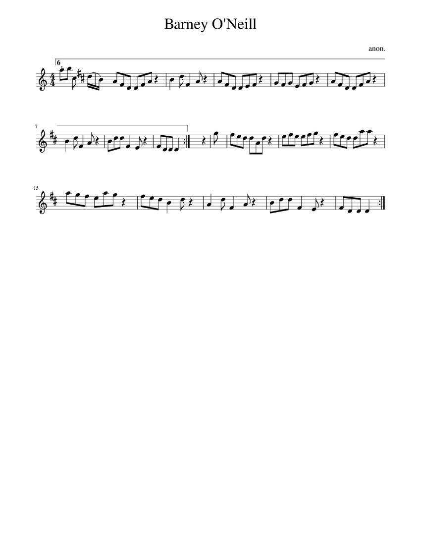 Barney O'Neill Sheet music for Piano (Solo) | Musescore.com