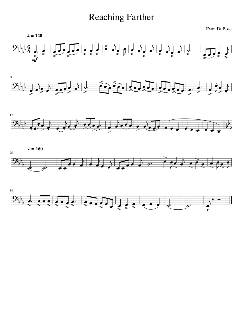 Reaching Farther Sheet music for Tuba (Solo) | Musescore.com