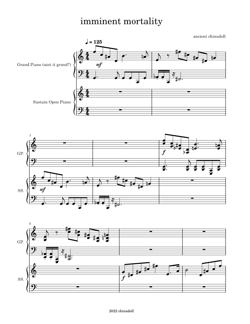 imminent_mortality Sheet music for Piano (Piano Duo) | Musescore.com
