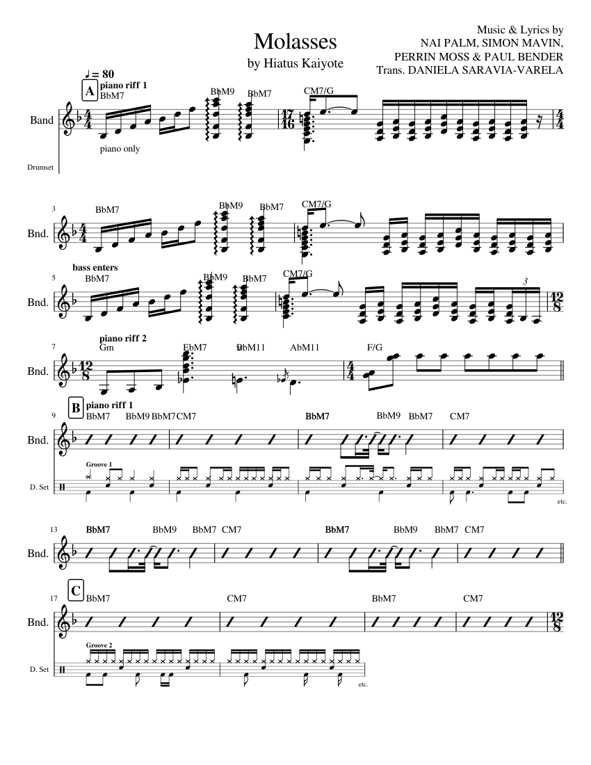 Molasses Chart Sheet music for Piano, Drum group (Mixed Duet ...