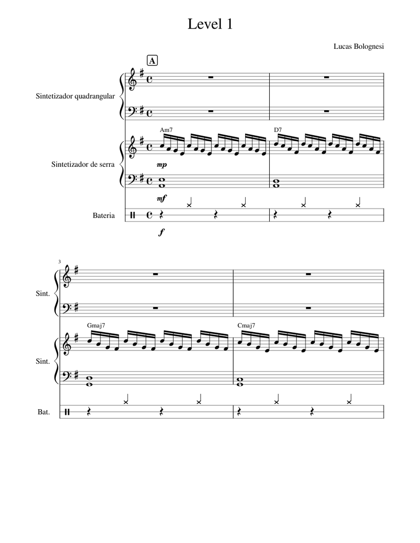 Level 1 Sheet music for Drum group, Synthesizer (Mixed Trio ...