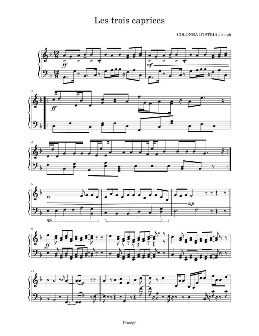 Les trois caprices Sheet music for Piano (Solo) | Musescore.com