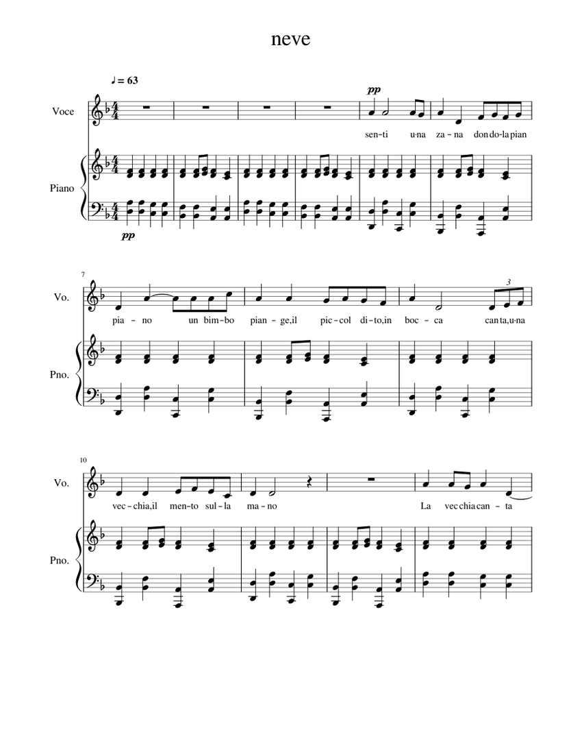neve Sheet music for Piano, Vocals (Piano-Voice) | Musescore.com