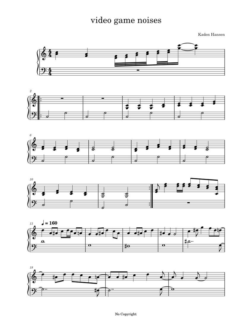 Video Game Noises Sheet music for Piano (Solo) Easy | Musescore.com