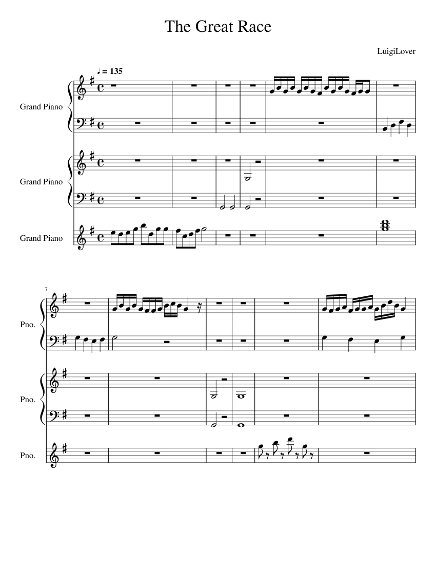 The Great Race Sheet Music for Piano (Mixed Trio) | MuseScore.com
