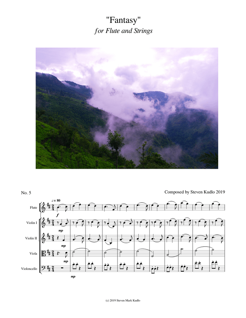 Fantasy for Flute and Strings No. 5 Sheet music for Flute, Violin ...