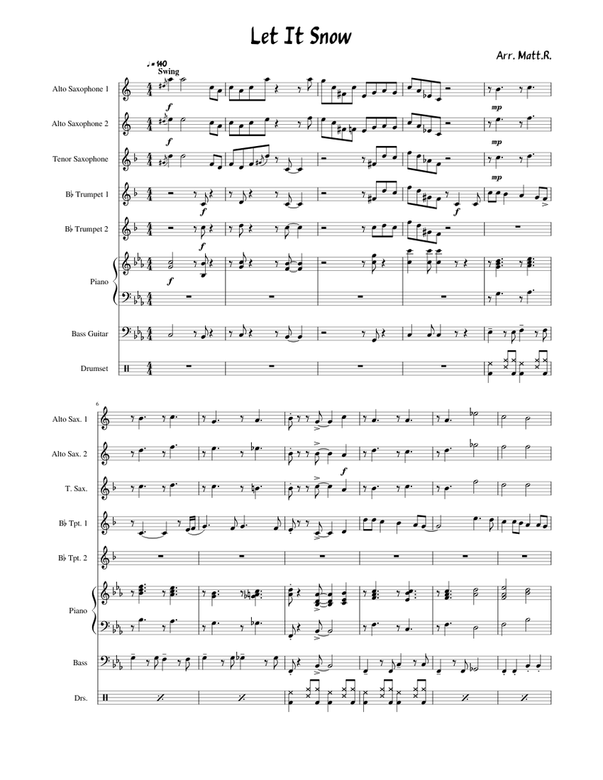 Let It Snow - Jazz Band Sheet Music for Piano, Saxophone alto ...