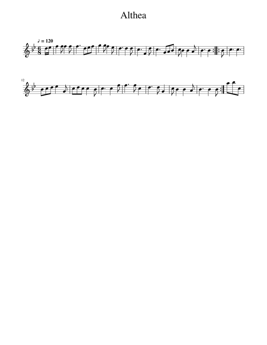 Althea Sheet music for Piano (Solo) Easy | Musescore.com