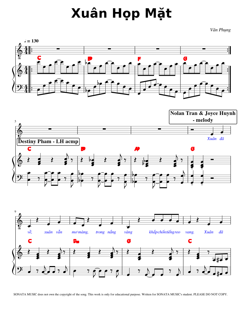 Xuân Họp Mặt ensemble Sheet Music for Piano, Vocals (Mixed Ensemble ...