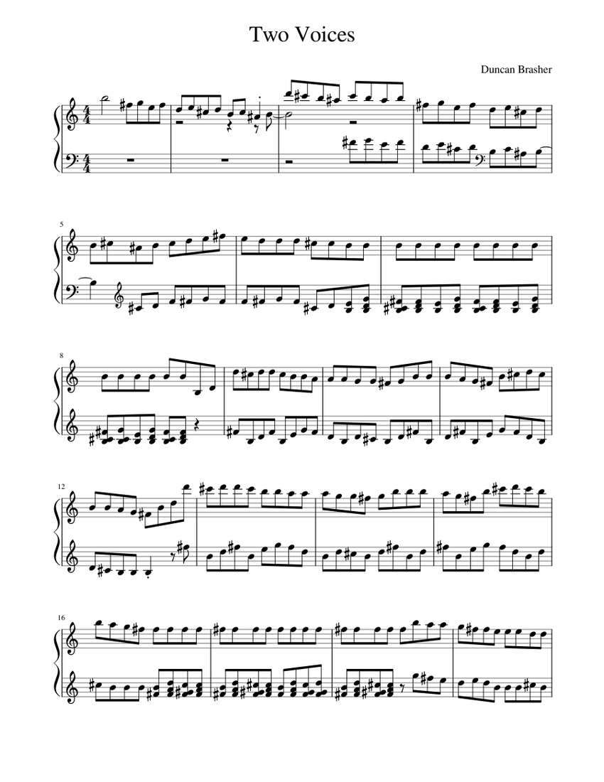 Two Voices Sheet Music for Piano (Solo) | MuseScore.com